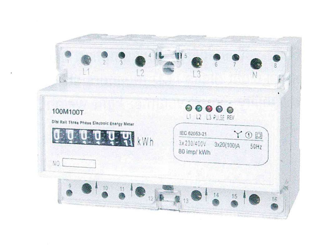 Light Weight Din Rail Power Meter , 3 Phase KWH Meter Register Display ...
