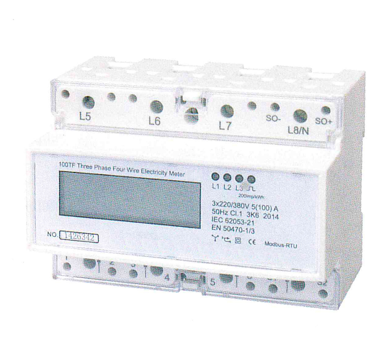 3P4W Multi Tariff Din Rail KWH Meter Time Sharing Billing Digital ...