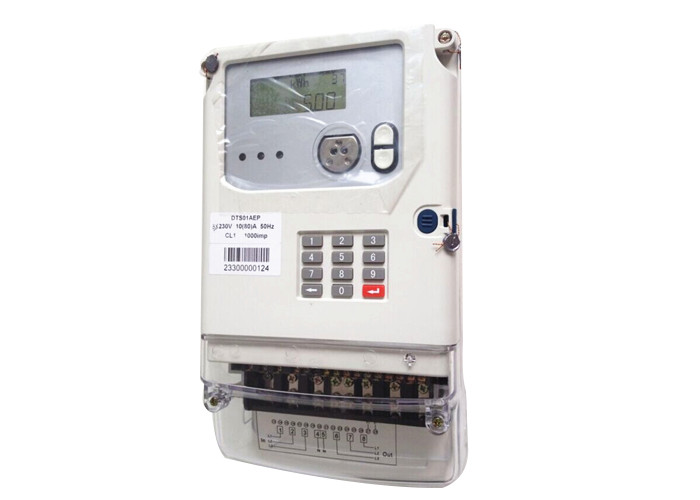 Keypad Prepaid Electricity Meter , 3 Phase 4 Wire Energy Meter For ...